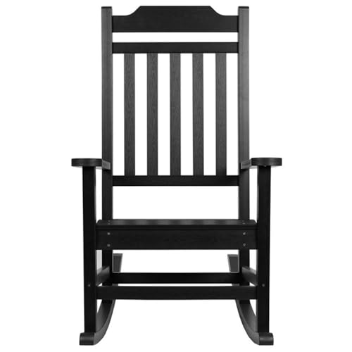 Flash Furniture Winston All-Weather Poly Resin Rocking Chair in Black