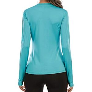 Womens Long Sleeve UV Sun Protection Shirts Thumbhole Athletic Running Workout Tee Tops UPF 50+