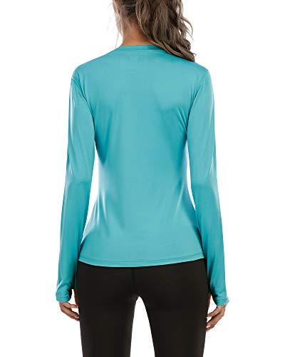 Womens Long Sleeve UV Sun Protection Shirts Thumbhole Athletic Running Workout Tee Tops UPF 50+