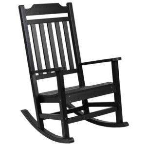 flash furniture winston all-weather poly resin rocking chair in black