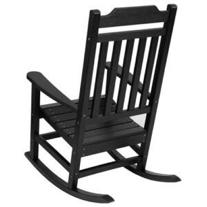 Flash Furniture Winston All-Weather Poly Resin Rocking Chair in Black