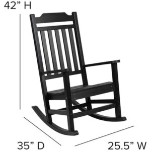 Flash Furniture Winston All-Weather Poly Resin Rocking Chair in Black