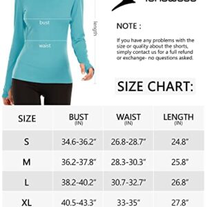 Womens Long Sleeve UV Sun Protection Shirts Thumbhole Athletic Running Workout Tee Tops UPF 50+