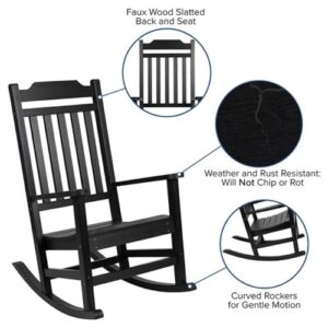 Flash Furniture Winston All-Weather Poly Resin Rocking Chair in Black