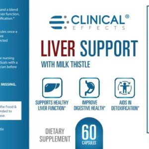 Clinical Effects: Liver Support - Natural Milk Thistle and Zinc Supplement - 60 Veggie Capsules - Helps Detox and Cleanse The Liver - Supports Liver Function and Digestive Health - Made in The USA