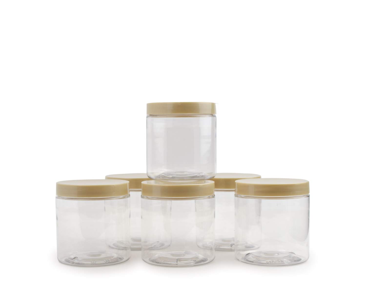 Grand Parfums 8 Oz, Hi Wall Plastic Jars with Champagne Gold Lids! Great for Cosmetic Products, DIY Projects, Home, Kitchen and Garden, Store Anything, Crafts Projects, BPA-Free