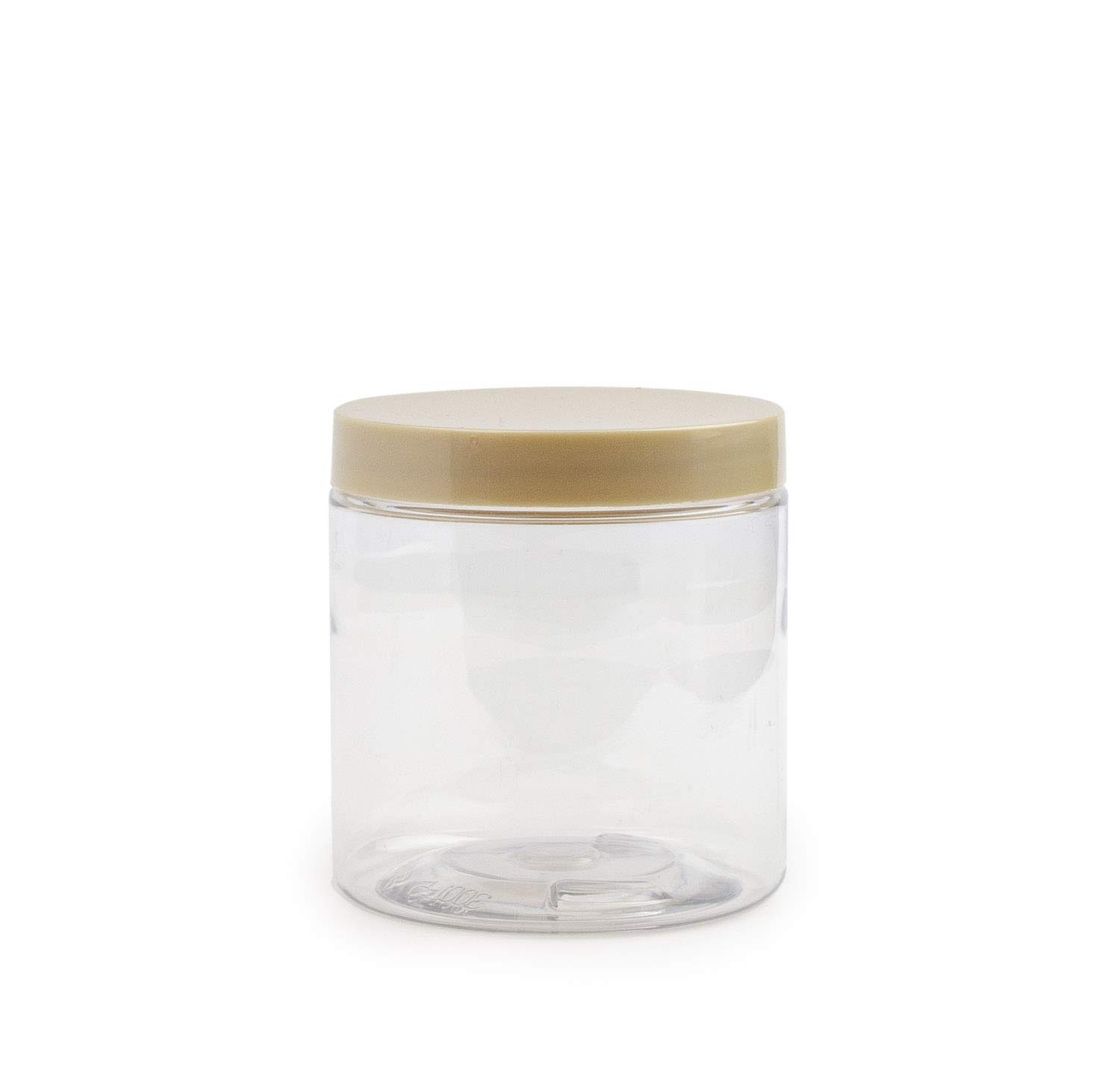 Grand Parfums 8 Oz, Hi Wall Plastic Jars with Champagne Gold Lids! Great for Cosmetic Products, DIY Projects, Home, Kitchen and Garden, Store Anything, Crafts Projects, BPA-Free