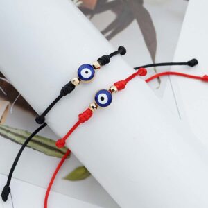 Binami 2 Pcs Evil Eye 7 Knot Lucky Bracelets Adjustable String Matching Friendship Gift for Women Men