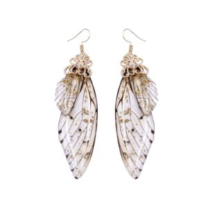 unique colorful butterfly dangle earrings for women multicolored simulation butterfly wing hook earrings fashion insect drop earrings for summer wedding birthday party gift - white