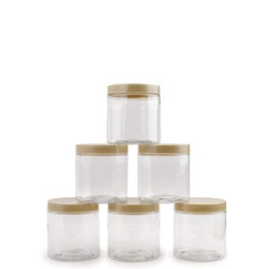 Grand Parfums 8 Oz, Hi Wall Plastic Jars with Champagne Gold Lids! Great for Cosmetic Products, DIY Projects, Home, Kitchen and Garden, Store Anything, Crafts Projects, BPA-Free