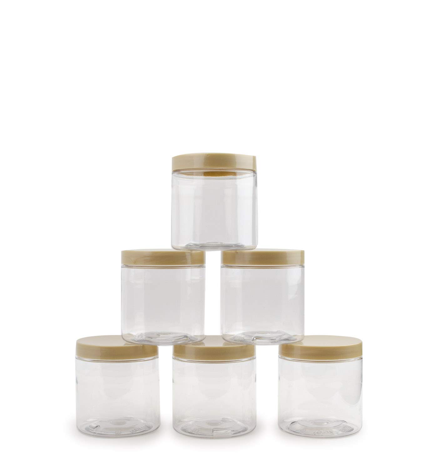 Grand Parfums 8 Oz, Hi Wall Plastic Jars with Champagne Gold Lids! Great for Cosmetic Products, DIY Projects, Home, Kitchen and Garden, Store Anything, Crafts Projects, BPA-Free