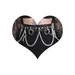 mjartoria punk waist chain belt faux leather body chains body jewelry accessories gothic waist jewelry for women (black)