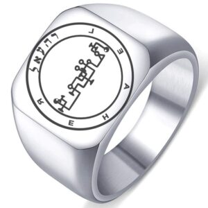 dacai engraved 72 angels symbol rehael magick power silver stainless steel men's womens sigil protect ring