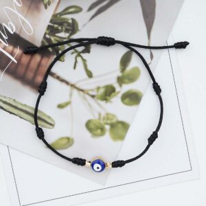 Binami 2 Pcs Evil Eye 7 Knot Lucky Bracelets Adjustable String Matching Friendship Gift for Women Men