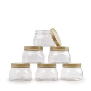 Grand Parfums 8 Oz, Tuscany Plastic Jars with Champagne Gold Lids! Great for Cosmetic Products, DIY Projects, Home, Kitchen and Garden, Store Anything, Crafts Projects, Unusual Shape, BPA-Free