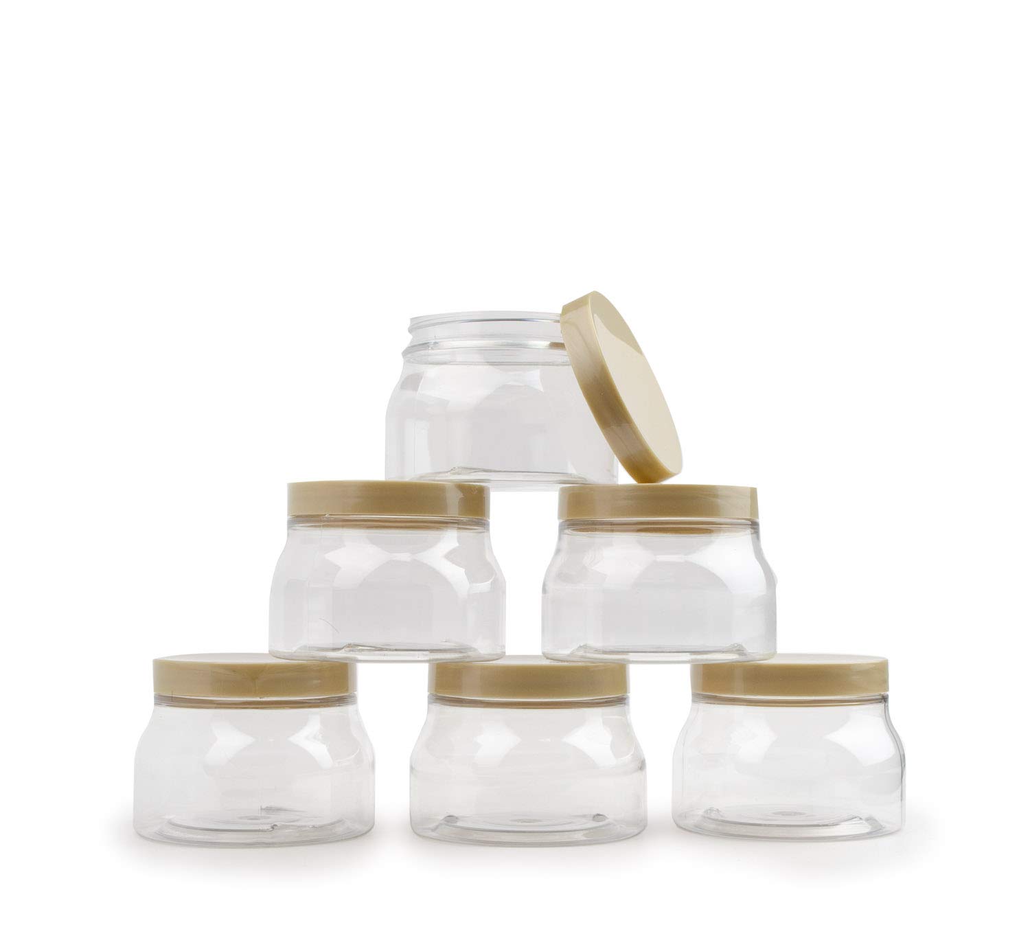 Grand Parfums 8 Oz, Tuscany Plastic Jars with Champagne Gold Lids! Great for Cosmetic Products, DIY Projects, Home, Kitchen and Garden, Store Anything, Crafts Projects, Unusual Shape, BPA-Free