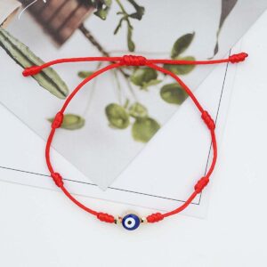 Binami 2 Pcs Evil Eye 7 Knot Lucky Bracelets Adjustable String Matching Friendship Gift for Women Men