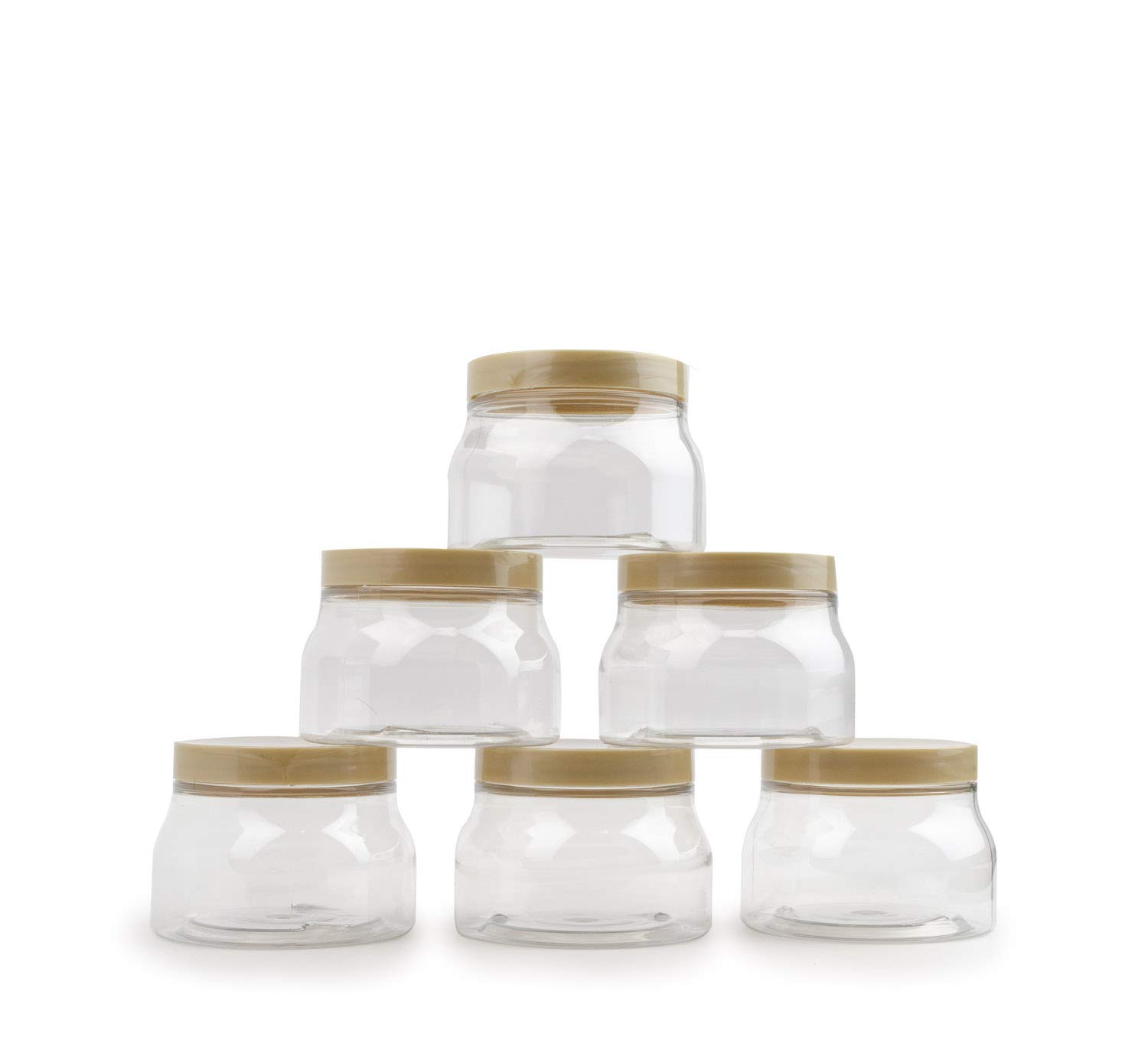 Grand Parfums 8 Oz, Tuscany Plastic Jars with Champagne Gold Lids! Great for Cosmetic Products, DIY Projects, Home, Kitchen and Garden, Store Anything, Crafts Projects, Unusual Shape, BPA-Free