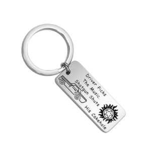 supernatural inspired keychain gift driver picks the music shotgun shuts his cakehole keychain (keychain)