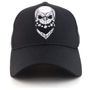 Trendy Apparel Shop Skull Bandana Embroidered Structured Baseball Cap - Black