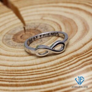 JEWELEXCESS Sterling Silver Infinity Friendship Ring for Women | Personalized Sisters, Best Friends, Engagement, Wedding, Promise Eternity Knot Symbol Band