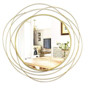 ironsmithn wall mirror mounted round decorative mirrors circle for bathroom vanity, living room or bedroom 26.8” x26.8” (gold)