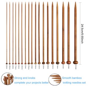 KOKNIT Bamboo Knitting Needles Set 2mm - 10mm,5 Crochet Hooks with Ergonomic Soft Grip,12 PCS Smooth Lace Crochet Hooks,Knitting Supplies Crochet Tools and Accessories