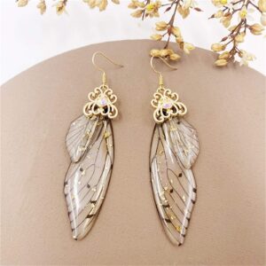 Unique Colorful Butterfly Dangle Earrings for Women Multicolored Simulation Butterfly Wing Hook Earrings Fashion Insect Drop Earrings for Summer Wedding Birthday Party Gift - white