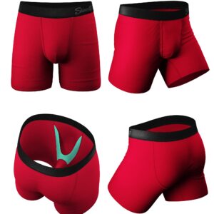 Shinesty Hammock Support Boxer Briefs with Pouch | Underwear for Men Flyless | US XL Red