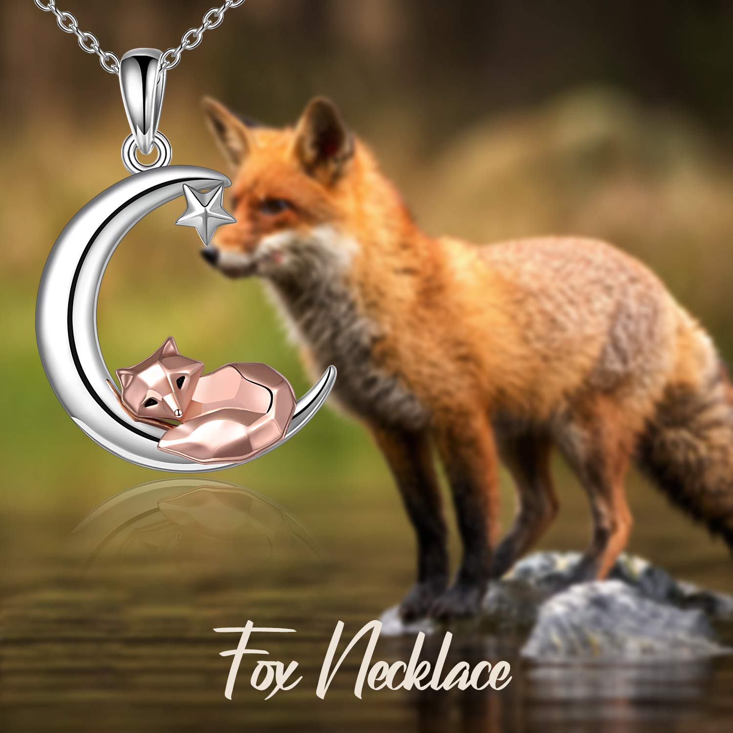 ONEFINITY Fox Necklace Sterling Silver Origami Fox Pendant Jewelry for Women Mom Wife Mothers Day Jewelry Gifts