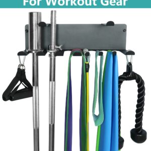 Alvade Home Gym Storage Rack, Barbell Rack Weight Room Organizer Prong Gym Equipment Storage Rack for Gym Accessories Like Fitness Bands,Resistance Bands,Straps,Foam Rollers,Barbell (double layer)