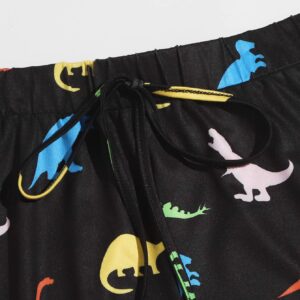 Floerns Women's Cute Dinosaur Print Elastic Drawstring Running Shorts Black S