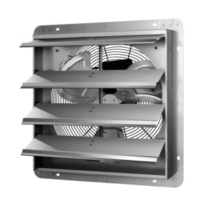 ipower 18 inch shutter exhaust fan aluminum,high speed 1450 rpm, 2600 cfm, 1-pack, 21.3"d x 21.3"w x 9"h, silver