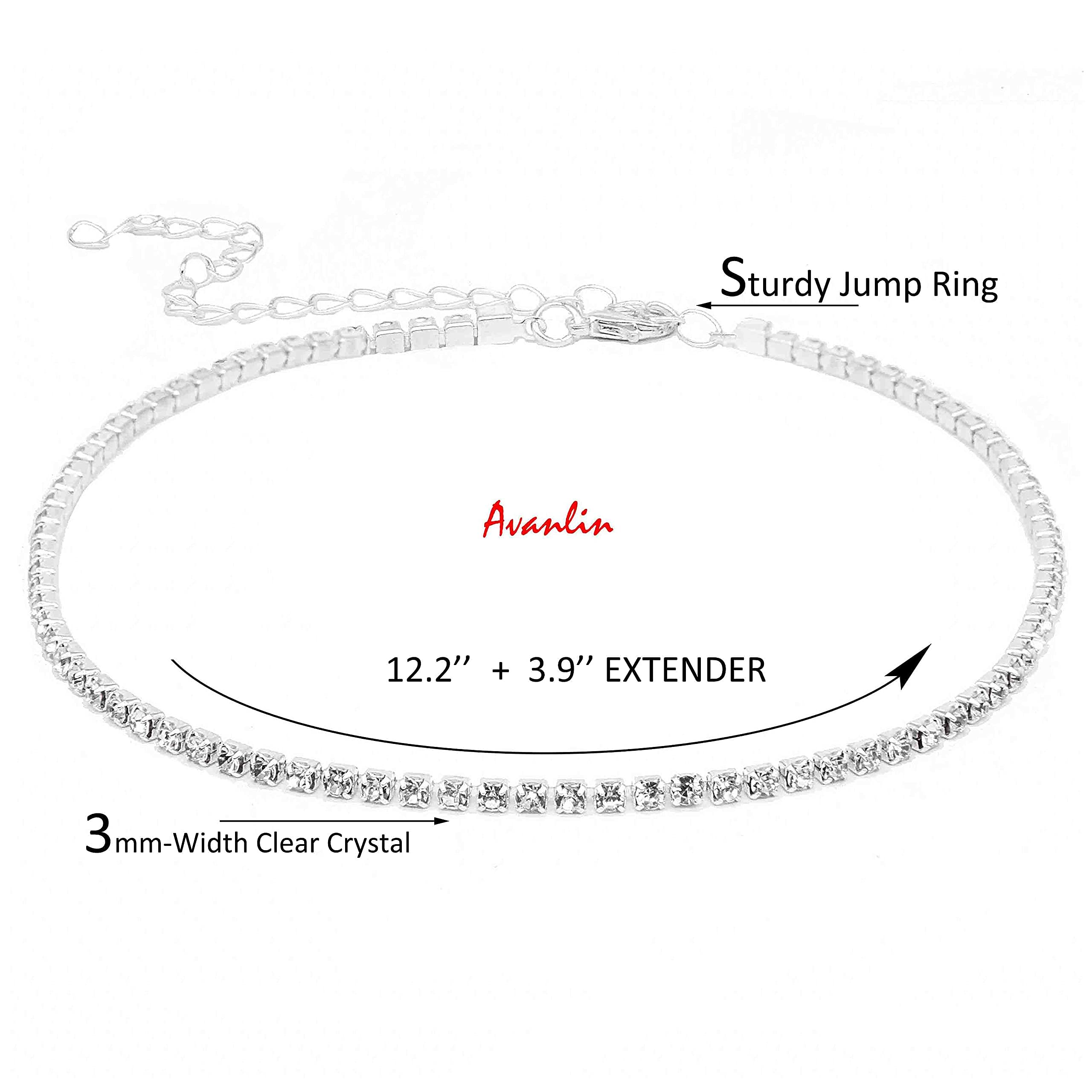 Avanlin Rhinestone Choker Necklaces Silver Plated 1 Layer Necklace Chain Jewelry for Women