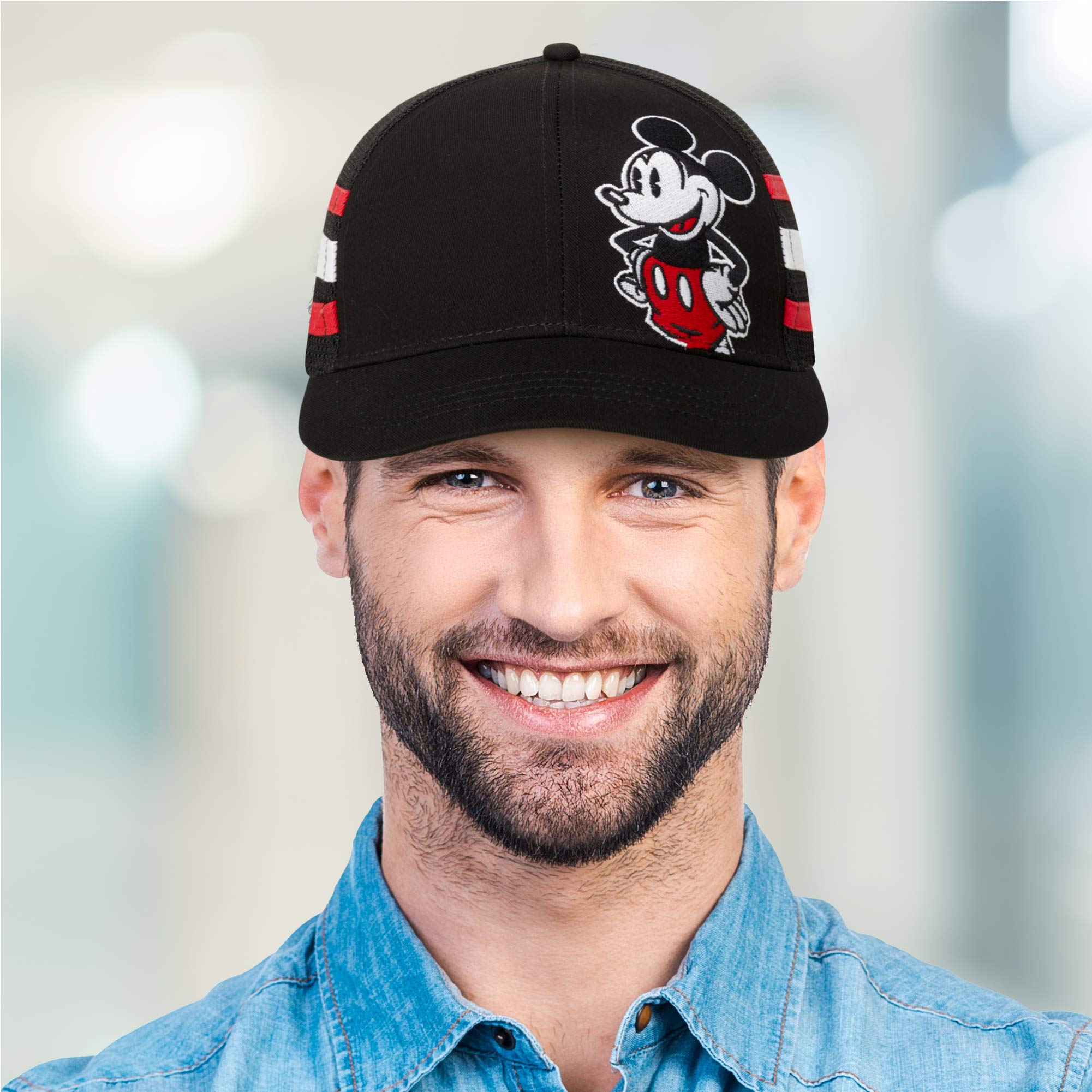 Disney Men’s Mickey Mouse Hat – Snap-Back Baseball Cap, Dad Hat, Size One Size, Mickey Stripes