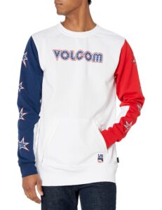 volcom men's let it storm crew riding snowboard fleece sweatshirt, olympic blue, small