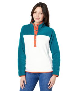 burton women's standard hearth fleece pullover, shaded spruce/stout white, medium