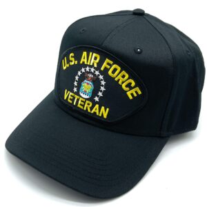 Infinite Hats US Air Force Veteran Patch Adjustable Baseball Cap (Black)