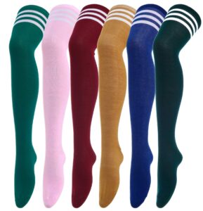 cismark womens thigh high socks over the knee high striped stocking boot leg warmer long socks for daily wear cosplay