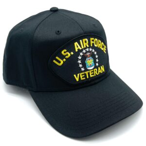 Infinite Hats US Air Force Veteran Patch Adjustable Baseball Cap (Black)