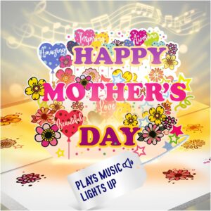 mothers day card w/ lights & music - pop up mothers day card for wife, happy mothers day card from husband, mothers day card from daughter, 1 mothers day pop up card greeting card (garden)