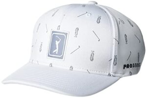 pga tour men's standard golf print cap, bright white, one size