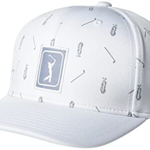 PGA TOUR Men's Standard Golf Print Cap, Bright White, One Size