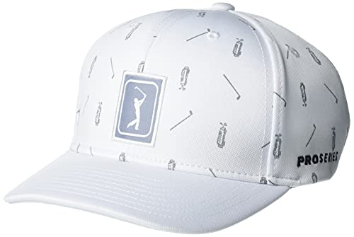 PGA TOUR Men's Standard Golf Print Cap, Bright White, One Size