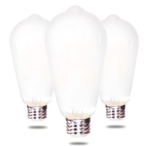 vintage led bulbs st64 6w equivalent 60w, 2700k warm white 800lm dimmable brightness led light bulbs with e26 base and frosted glass cover, pack of 3 (2700k, 6w)