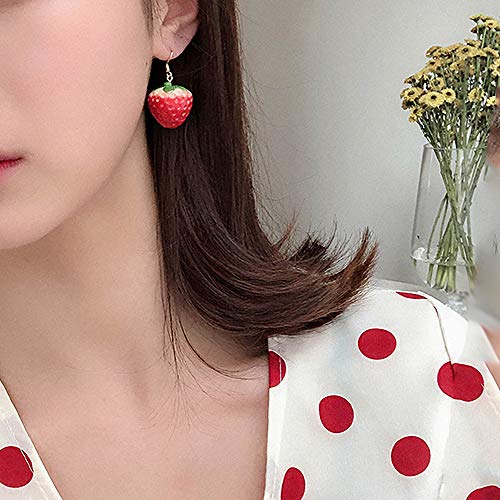 Red Strawberry Earring for Women Teen Girls Cute 3D Acrylic Fruit Resin Simulation Strawberry Drop Dangle Earrings