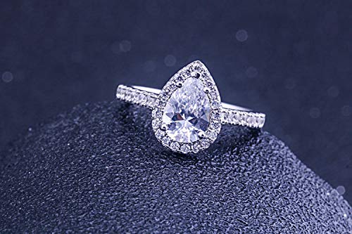 New by DovieDesigns 925 Genuine Sterling Silver Women Teardrop Ring, pear Shaped Engagement, Promise, Anniversary Rings for Women with 2.5 Carats AAA Cubic Zirconia Stones and Rhodium Plating (6)