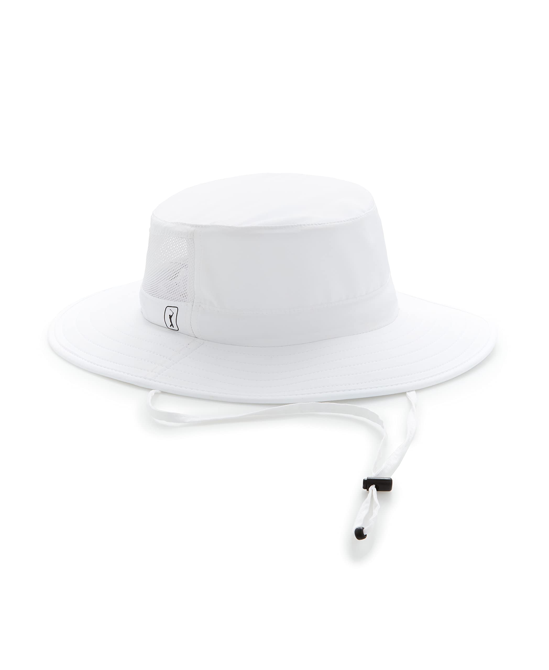 PGA TOUR Men’s Solar Golf Bucket Hat with Chin Strap, Bright White, One Size