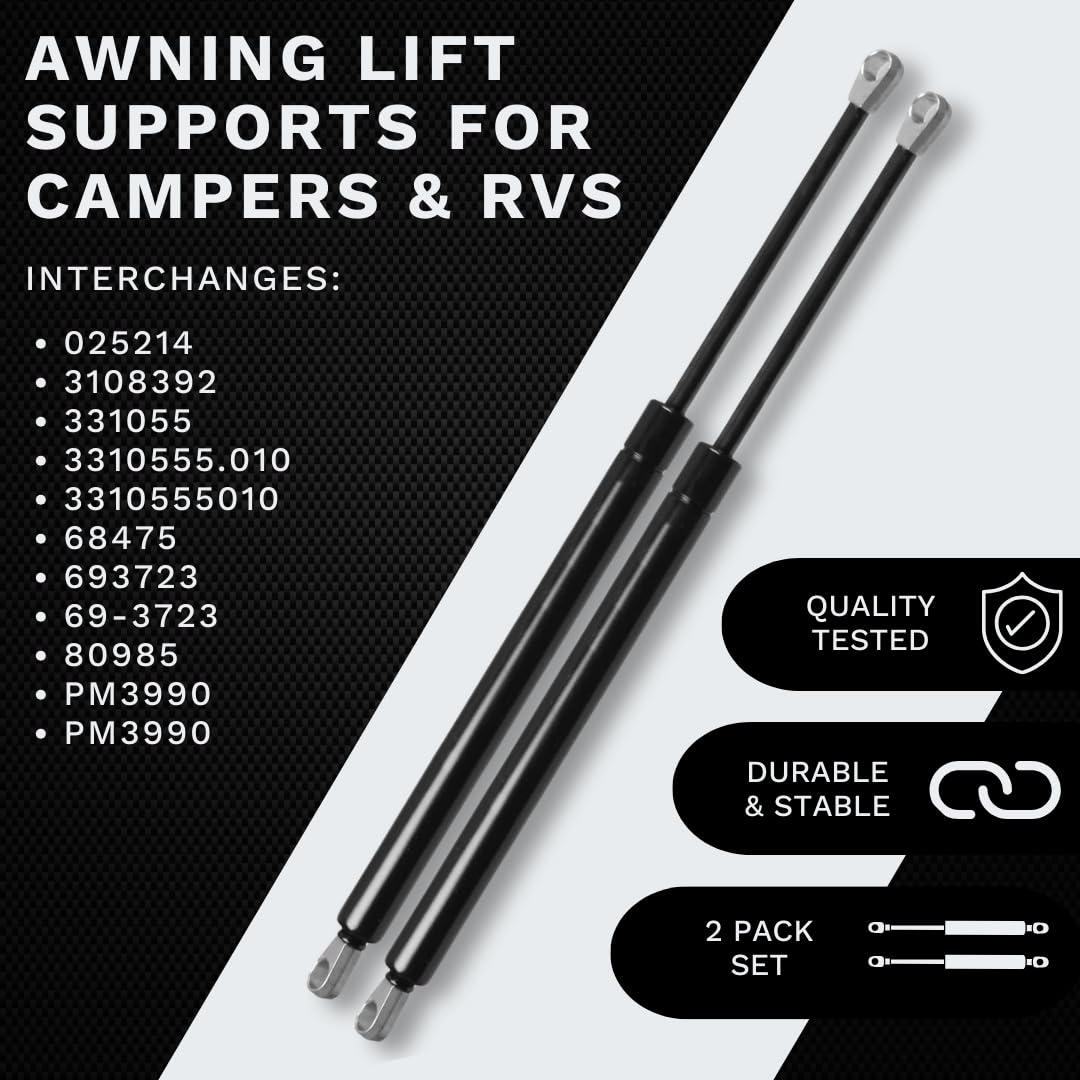 Lift Supports Depot Qty (2) Replaces 3108392.139 331055.010 025214 A818WP Awning Lift Support for RV and Camper 28.74 Inch - High Quality Struts and Easy Installation