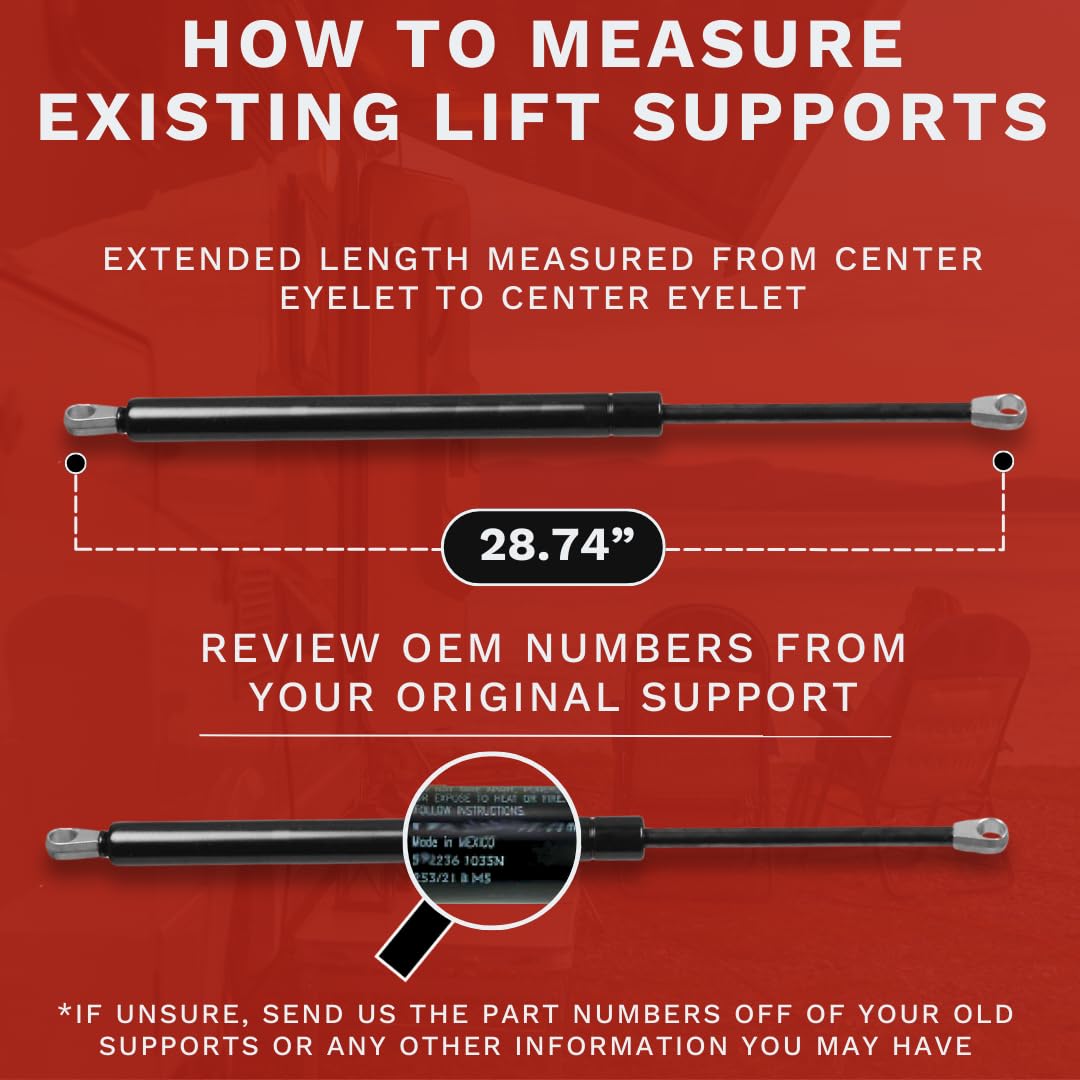 Lift Supports Depot Qty (2) Replaces 3108392.139 331055.010 025214 A818WP Awning Lift Support for RV and Camper 28.74 Inch - High Quality Struts and Easy Installation